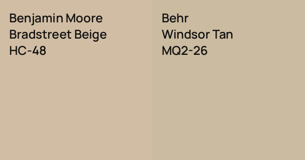 Benjamin Moore Bradstreet Beige vs. Behr Windsor Tan comparison
