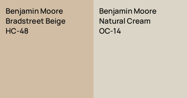 Benjamin Moore Bradstreet Beige vs. Benjamin Moore Natural Cream comparison