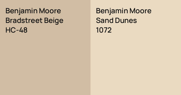 Benjamin Moore Bradstreet Beige vs. Benjamin Moore Sand Dunes comparison