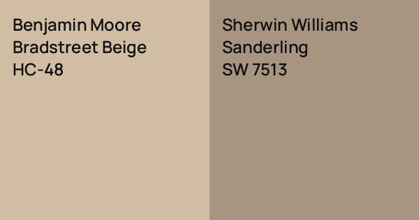Benjamin Moore Bradstreet Beige vs. Sherwin Williams Sanderling comparison