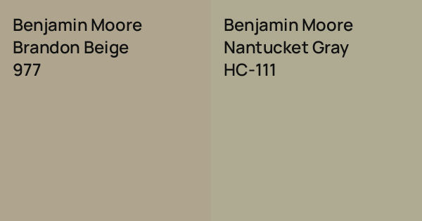 Benjamin Moore Brandon Beige vs. Benjamin Moore Nantucket Gray comparison