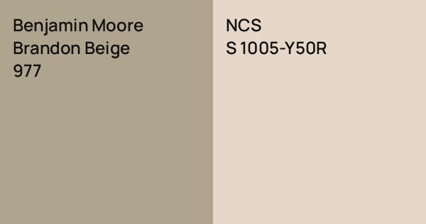 Benjamin Moore Brandon Beige vs. NCS S 1005-Y50R comparison