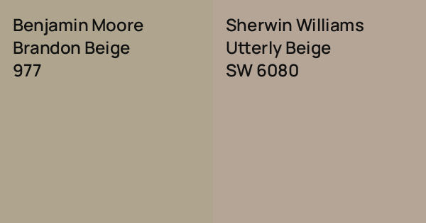 Benjamin Moore Brandon Beige vs. Sherwin Williams Utterly Beige comparison