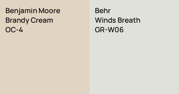 Benjamin Moore Brandy Cream vs. Behr Winds Breath comparison