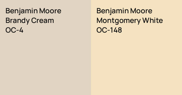 Benjamin Moore Brandy Cream vs. Benjamin Moore Montgomery White comparison