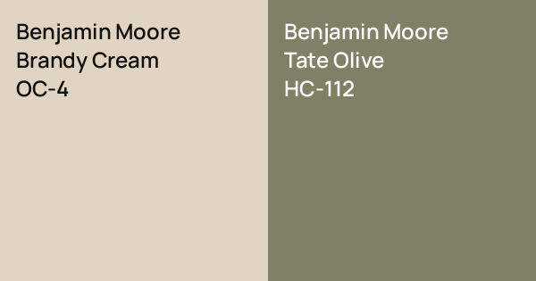 Benjamin Moore Brandy Cream vs. Benjamin Moore Tate Olive comparison