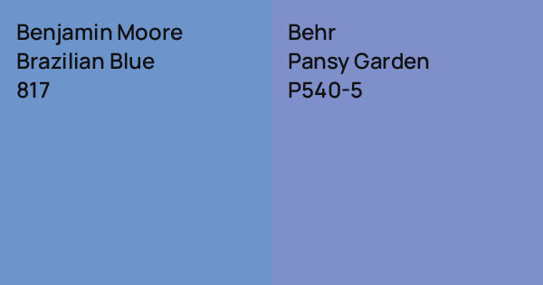 Benjamin Moore Brazilian Blue vs. Behr Pansy Garden comparison