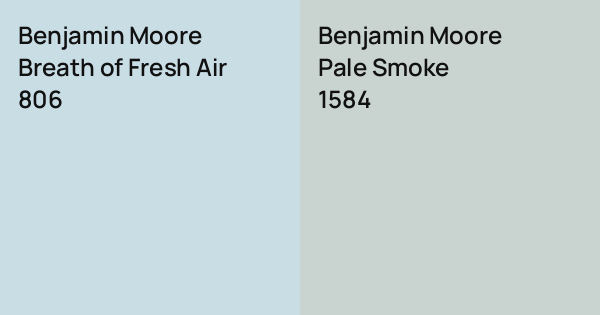 Benjamin Moore Breath of Fresh Air vs. Benjamin Moore Pale Smoke comparison