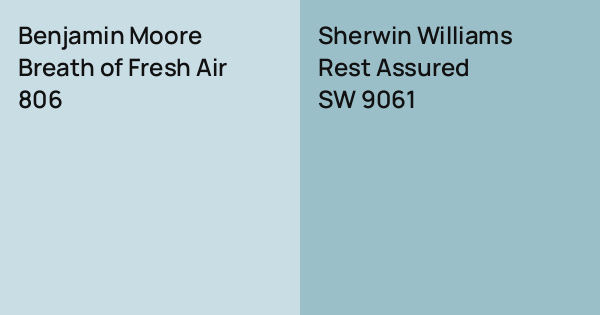 Benjamin Moore Breath of Fresh Air vs. Sherwin Williams Rest Assured ...