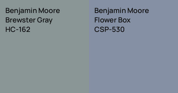 Benjamin Moore Brewster Gray vs. Benjamin Moore Flower Box comparison