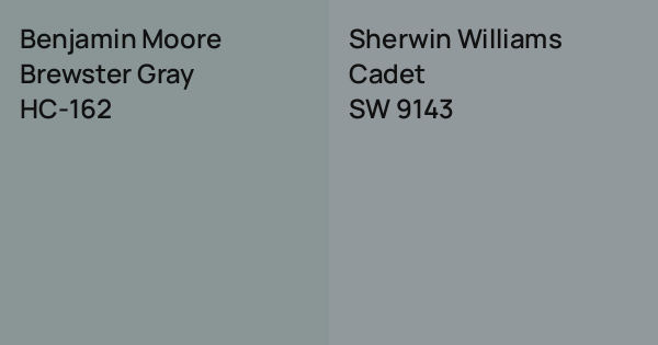 Benjamin Moore Brewster Gray vs. Sherwin Williams Cadet comparison