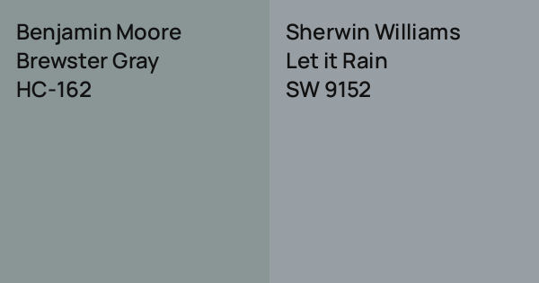 Benjamin Moore Brewster Gray vs. Sherwin Williams Let it Rain comparison