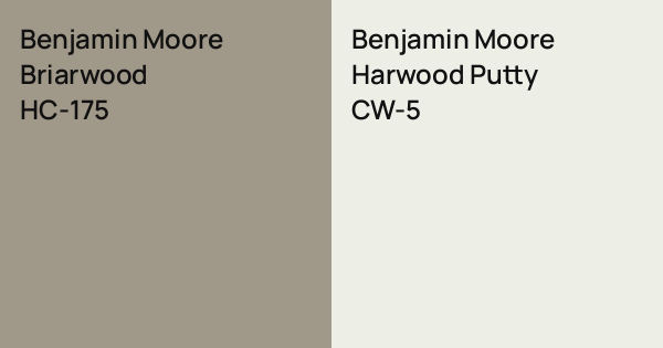 Benjamin Moore Briarwood vs. Benjamin Moore Harwood Putty comparison