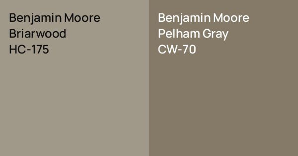 Benjamin Moore Briarwood vs. Benjamin Moore Pelham Gray comparison