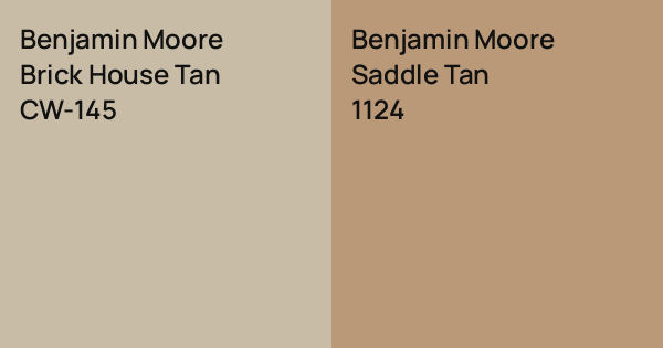 Benjamin Moore Brick House Tan vs. Benjamin Moore Saddle Tan comparison