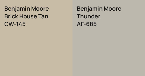 Benjamin Moore Brick House Tan vs. Benjamin Moore Thunder comparison