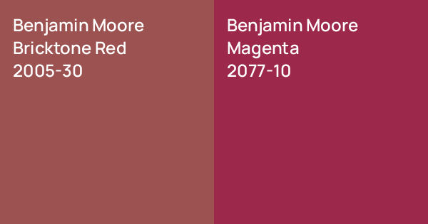 Benjamin Moore Bricktone Red vs. Benjamin Moore Magenta comparison