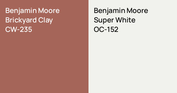 Benjamin Moore Brickyard Clay vs. Benjamin Moore Super White comparison