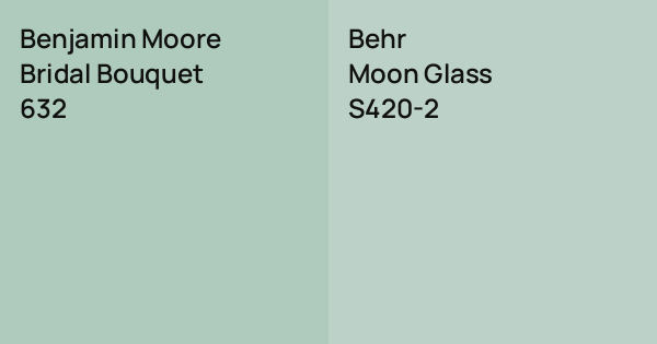 Benjamin Moore Bridal Bouquet vs. Behr Moon Glass comparison