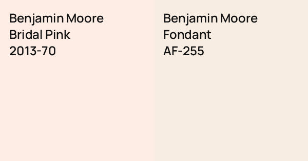 Benjamin Moore Bridal Pink vs. Benjamin Moore Fondant comparison