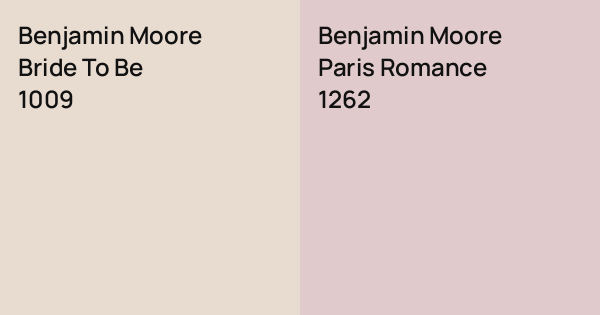 Benjamin Moore Bride To Be vs. Benjamin Moore Paris Romance comparison