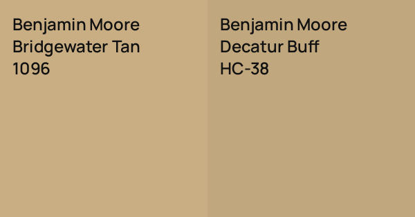 Benjamin Moore Bridgewater Tan vs. Benjamin Moore Decatur Buff comparison