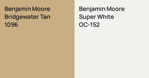 Benjamin Moore Bridgewater Tan vs. Benjamin Moore Super White comparison