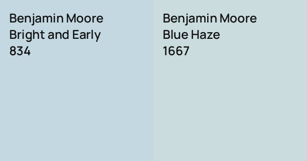 Benjamin Moore Bright and Early vs. Benjamin Moore Blue Haze comparison