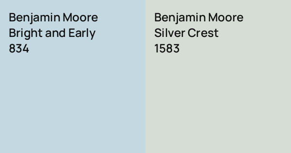 Benjamin Moore Bright and Early vs. Benjamin Moore Silver Crest comparison