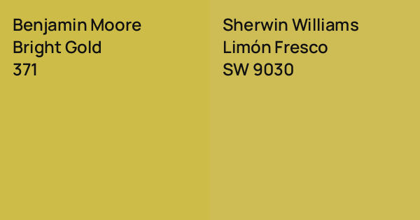 Benjamin Moore Bright Gold vs. Sherwin Williams Limón Fresco comparison