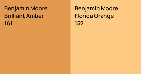 Benjamin Moore Brilliant Amber vs. Benjamin Moore Florida Orange comparison