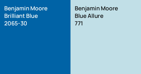 Benjamin Moore Brilliant Blue vs. Benjamin Moore Blue Allure comparison