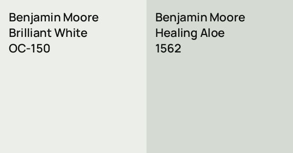 Benjamin Moore Brilliant White vs. Benjamin Moore Healing Aloe comparison