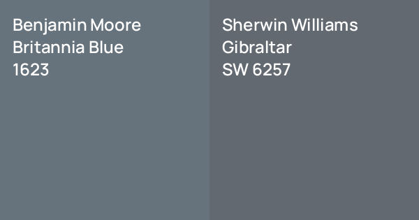 Benjamin Moore Britannia Blue vs. Sherwin Williams Gibraltar comparison