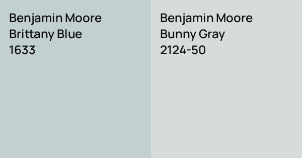 Benjamin Moore Brittany Blue vs. Benjamin Moore Bunny Gray comparison