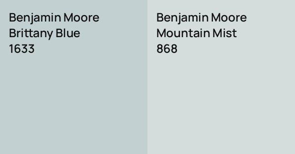 Benjamin Moore Brittany Blue vs. Benjamin Moore Mountain Mist comparison