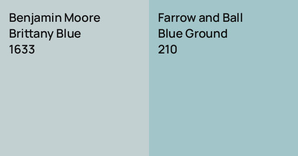 Benjamin Moore Brittany Blue vs. Farrow and Ball Blue Ground comparison
