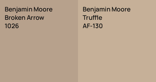 Benjamin Moore Broken Arrow vs. Benjamin Moore Truffle comparison