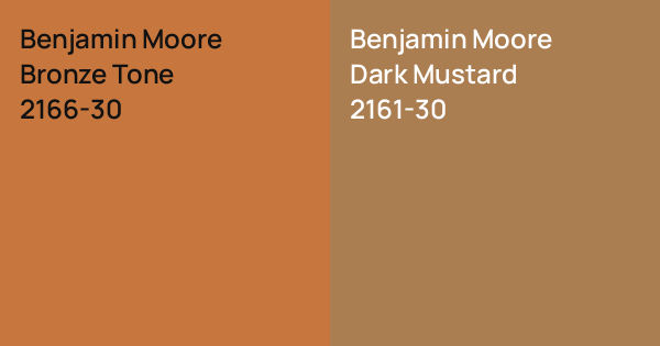 Benjamin Moore Bronze Tone vs. Benjamin Moore Dark Mustard comparison