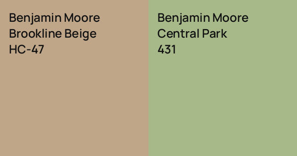 Benjamin Moore Brookline Beige vs. Benjamin Moore Central Park comparison