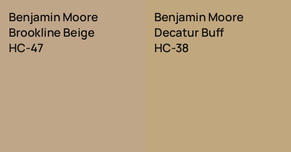 Benjamin Moore Brookline Beige vs. Benjamin Moore Decatur Buff comparison