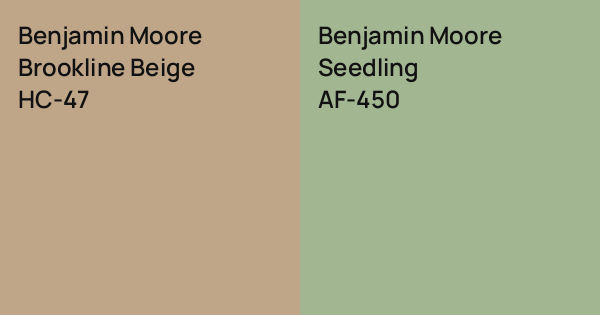 Benjamin Moore Brookline Beige vs. Benjamin Moore Seedling comparison