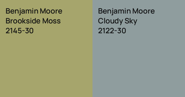 Benjamin Moore Brookside Moss vs. Benjamin Moore Cloudy Sky comparison