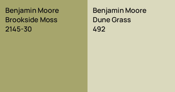 Benjamin Moore Brookside Moss vs. Benjamin Moore Dune Grass comparison