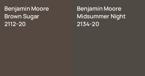 Benjamin Moore Brown Sugar vs. Benjamin Moore Midsummer Night comparison