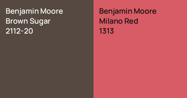 Benjamin Moore Brown Sugar vs. Benjamin Moore Milano Red comparison
