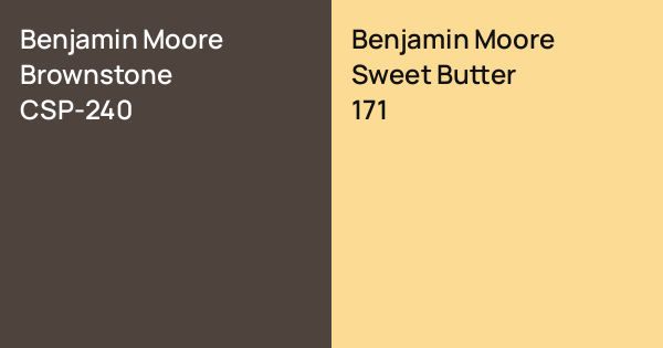 Benjamin Moore Brownstone vs. Benjamin Moore Sweet Butter comparison