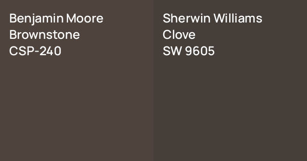 Benjamin Moore Brownstone vs. Sherwin Williams Clove comparison