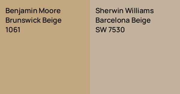 Benjamin Moore Brunswick Beige vs. Sherwin Williams Barcelona Beige ...