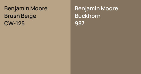 Benjamin Moore Brush Beige vs. Benjamin Moore Buckhorn comparison